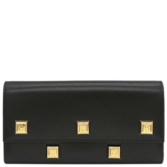 Salvatore Ferragamo | Bags | Ferragamo Long Wallet Studded Black ...